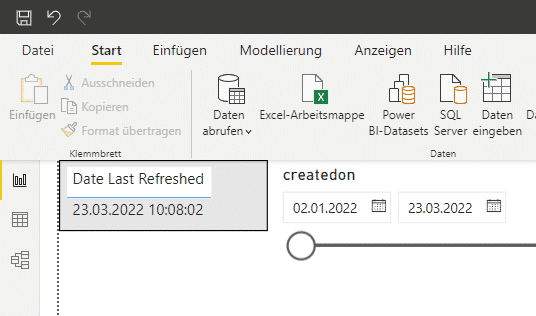 Dashboard Letztes Refresh Datum In Power BI Anzeigen